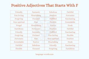 Fuel Your Descriptions: 500+ Positive F Adjectives