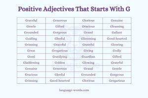 Generate Positivity: 700+ G-Starting Positive Adjectives