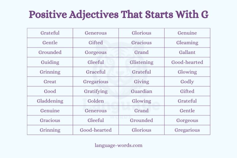 Generate Positivity: 700+ G-Starting Positive Adjectives