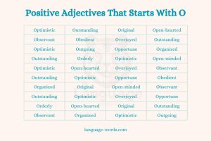 Open the Door to Positivity: 370+ O-Starting Adjectives