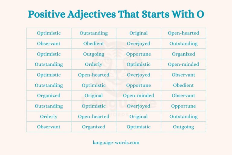 Open the Door to Positivity: 370+ O-Starting Adjectives