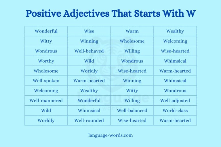 Welcome Positivity: 445+ W-Starting Positive Adjectives